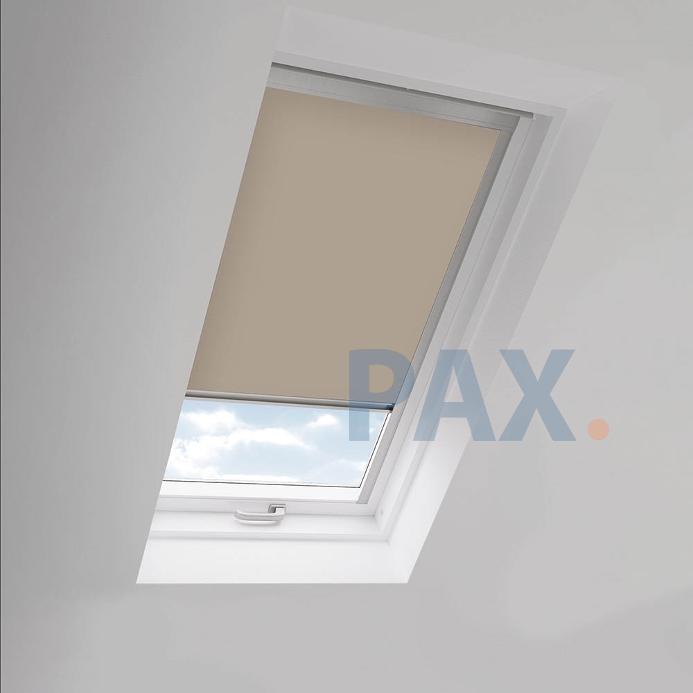 Dakraam rolgordijn kleur Beige. Velux, Fakro, Keylite, Rooflite ...